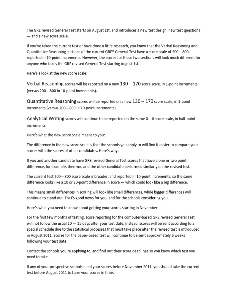 Revised GRE Important Information | PDF | Graduate Record Examinations ...