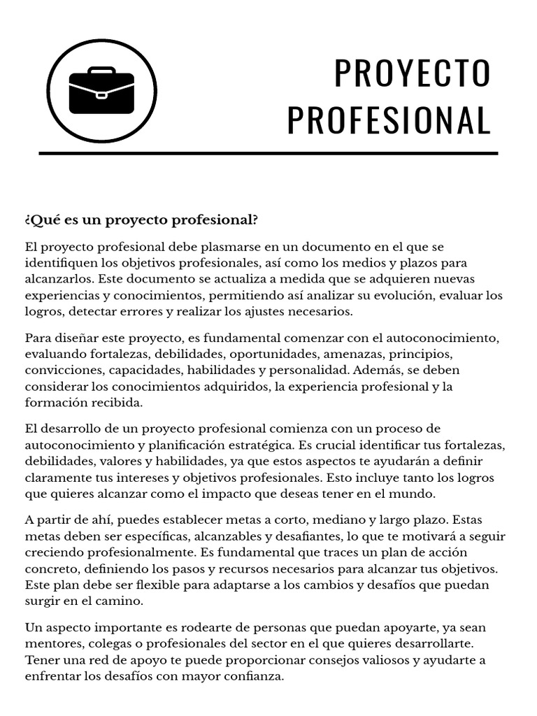 ¿Qué Es Un Proyecto Profesional | PDF | Planificación estratégica