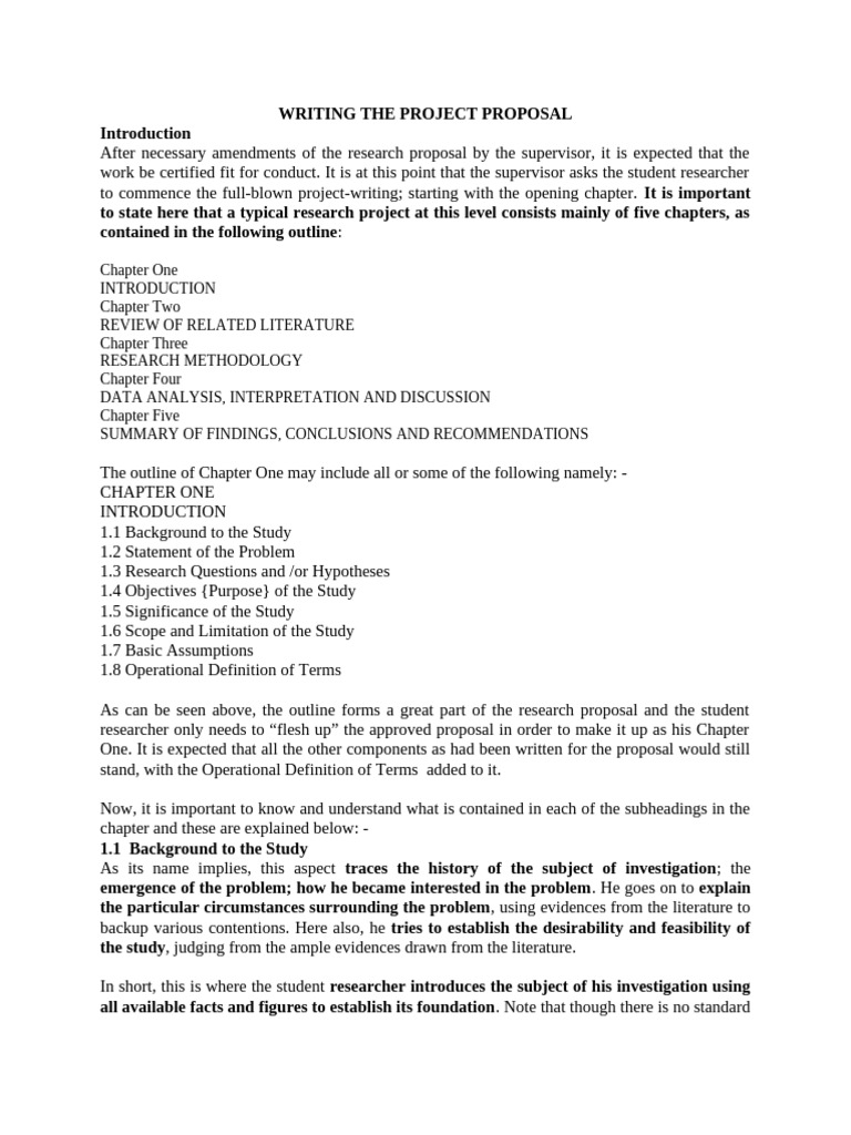 Writing The Project Proposal-Chapter 1 Guide | PDF | Hypothesis | Cognition