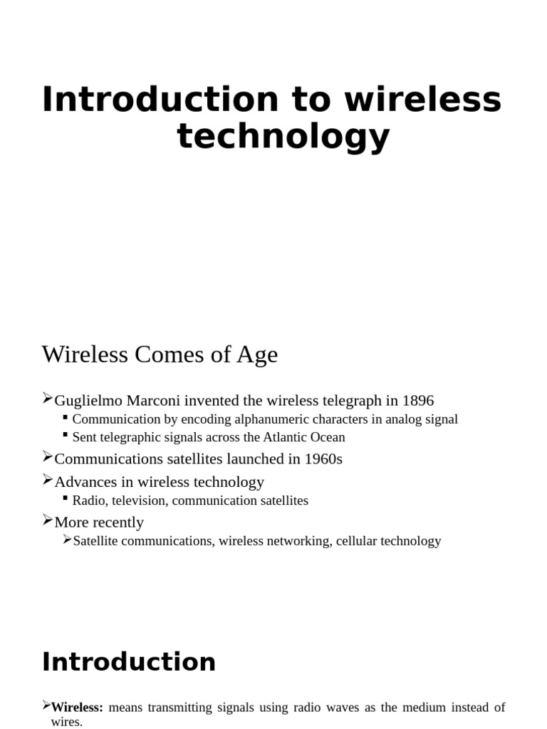 Introduction To Wireless Technology | PDF | Network Topology | Computer ...
