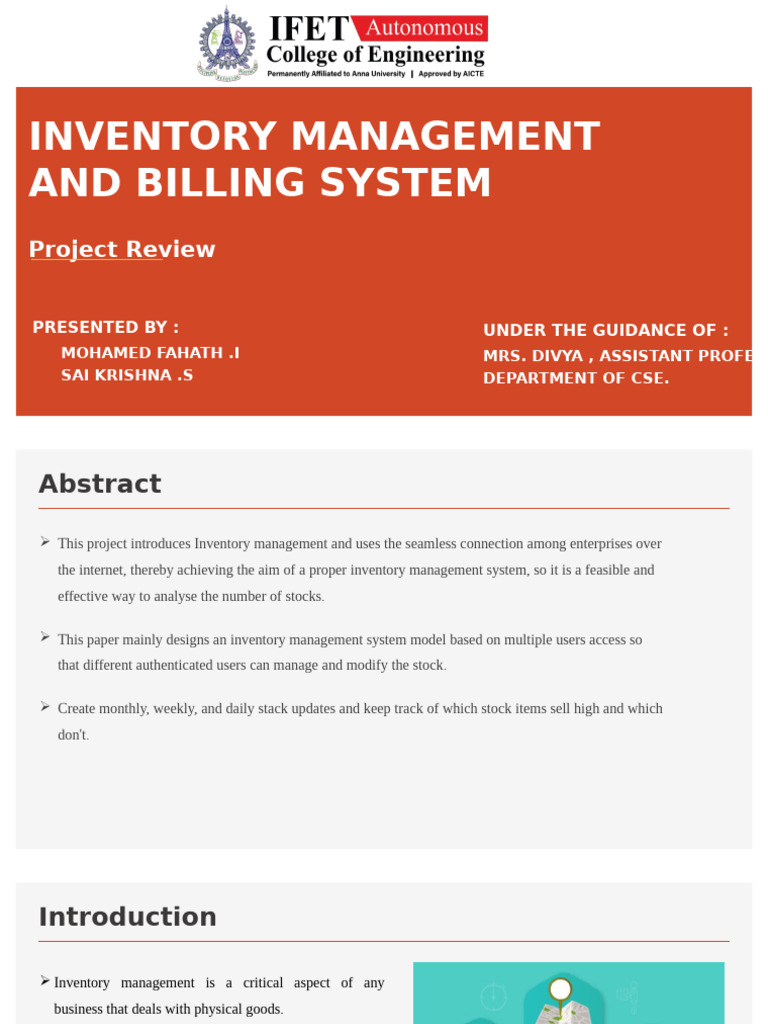Inventory Management and Billing System | PDF | Inventory | Data