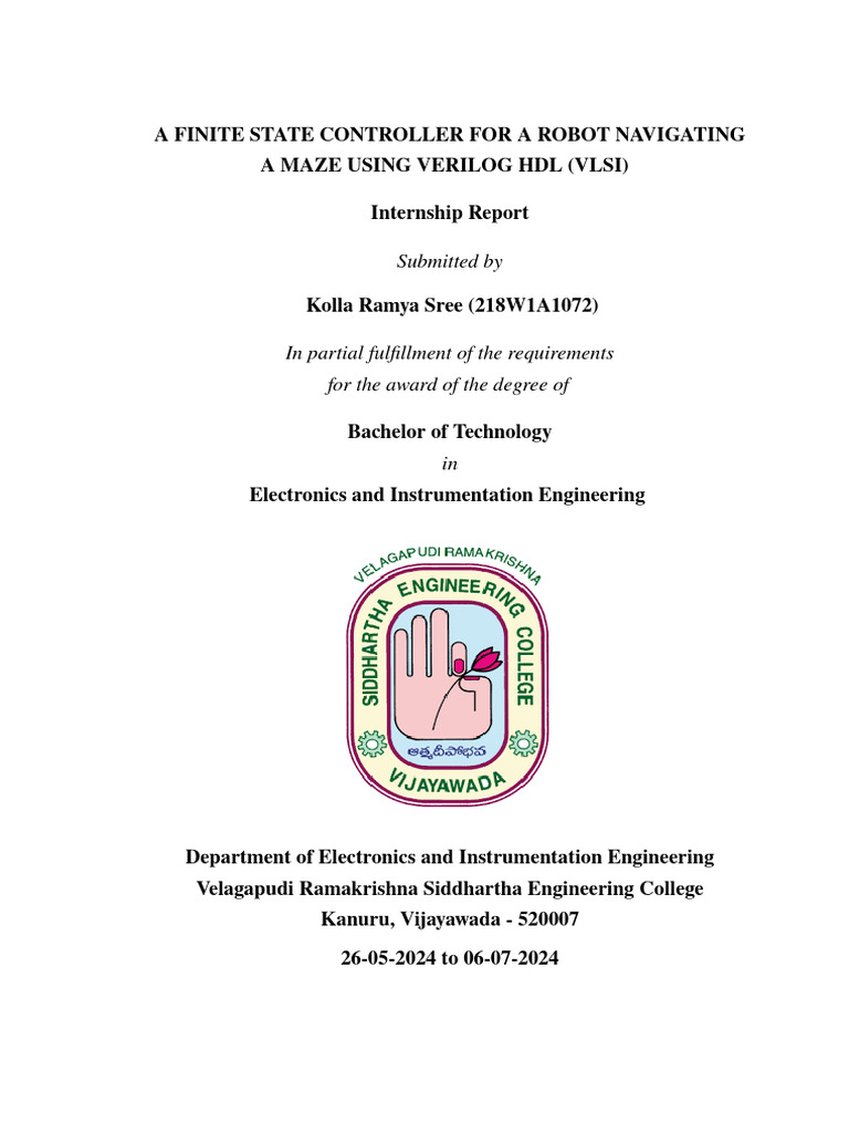 VSN VLSI Internship Report 2024 | PDF | Robot | Robotics