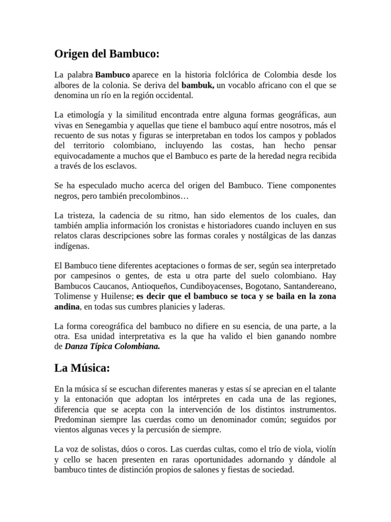 Origen Del Bambuco | PDF | Arte | Poesía