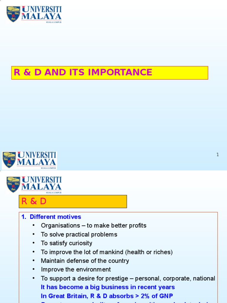 R and D and Its Importance | PDF | Research And Development | Malaysia