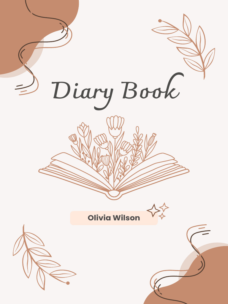 Brown Cute Aesthetic Diary Book Cover A4 Document | PDF