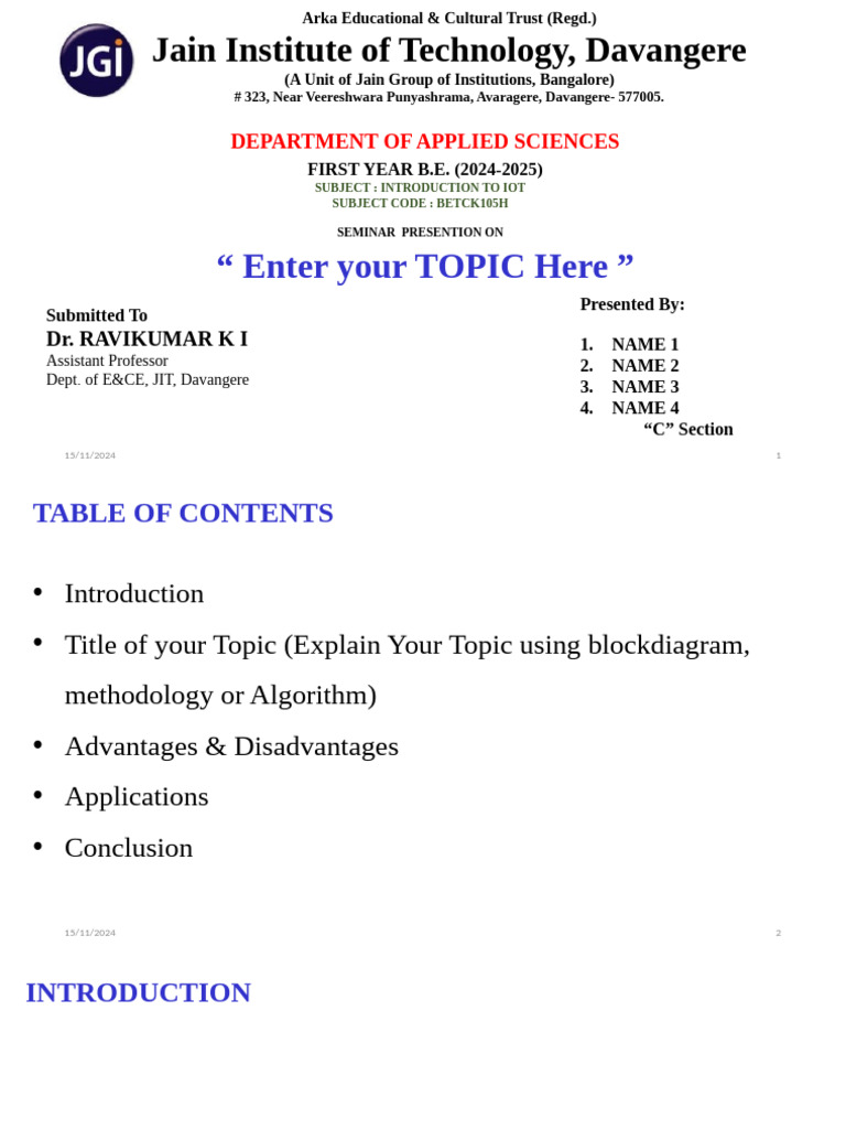 IoT Seminar PPT Format | PDF