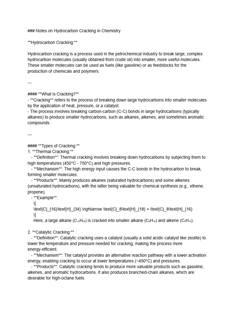 Chemistry of Hydrocarbon Cracking | PDF | Cracking (Chemistry ...
