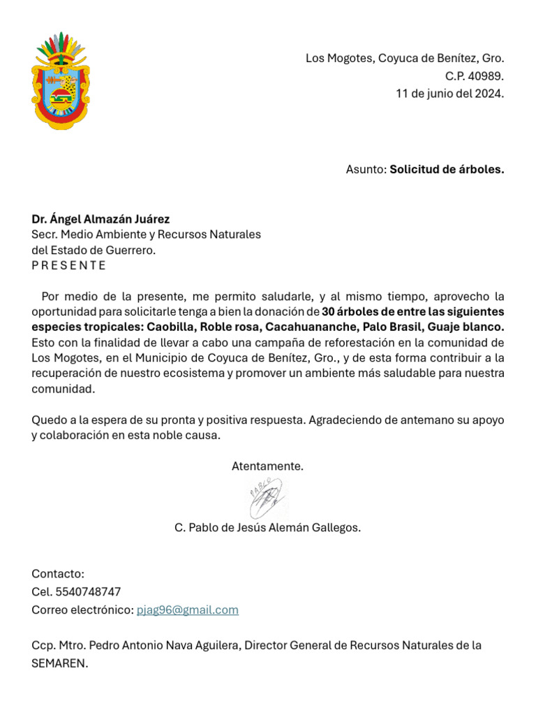 Solicitud de Árboles para Reforestación | PDF | Ciencia y matemáticas
