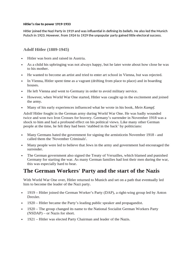 Hitler's Path to Power: 1919-1933 | PDF | Nazi Party | Adolf Hitler