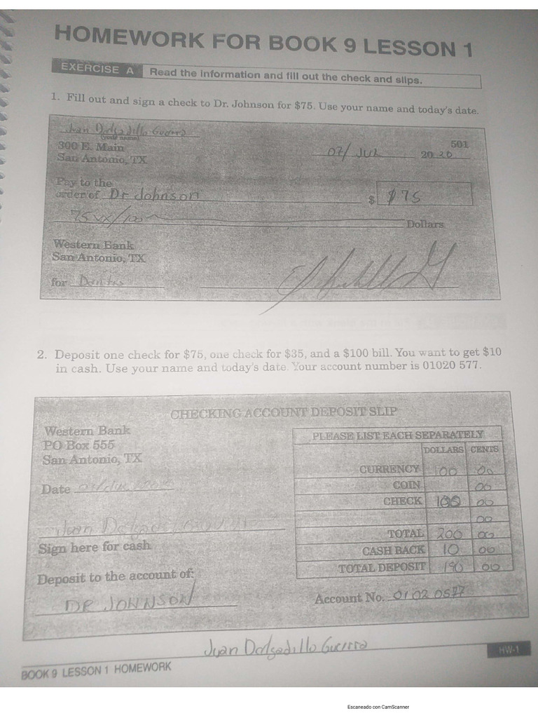 Hw. For Book 9 Lesson 2 | PDF