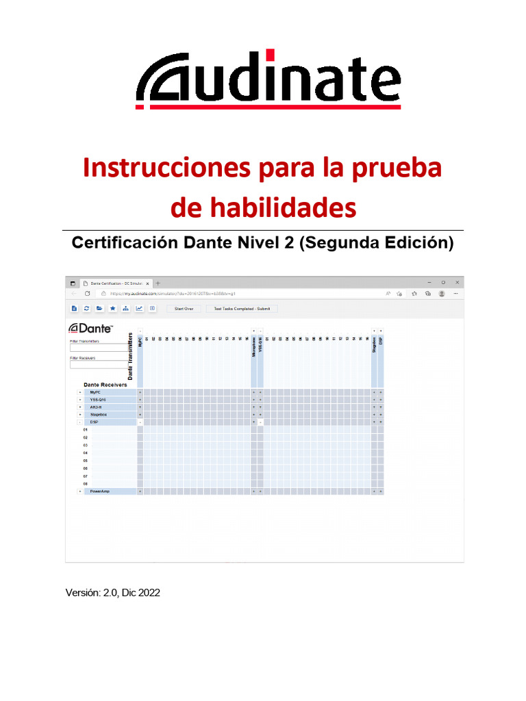 Instrucciones Certificación Dante Nivel 2 | PDF | Mac OS | Altoparlante