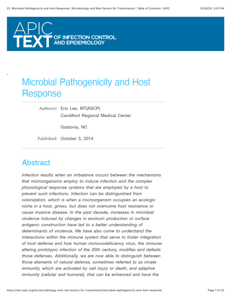 Microbial Pathogenicity and Host Response - Microbiology and Risk Factors For Transmission ...
