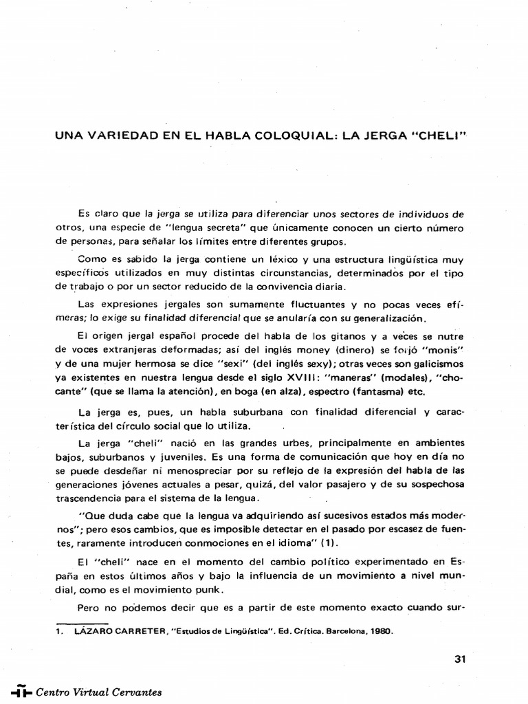 La jerga "cheli" en el habla juvenil | PDF | Lingüística
