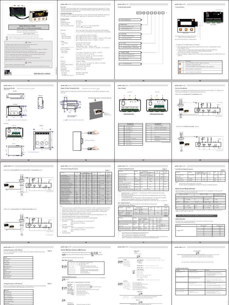 mPRO-200-C1 V2 Relay Quick Guide | PDF | Relay | Alternating Current