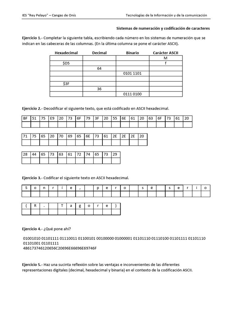 EJ01 - SistNum-ASCII | PDF