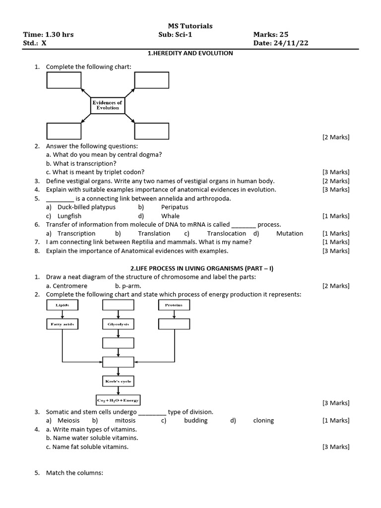 1.heredity and Evolution 2.life Process in Living Organisms (Part - I ...