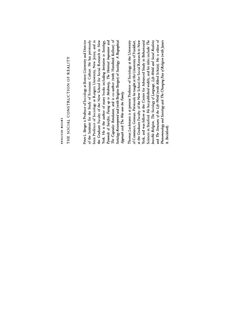 Berger and Luckman (Selected Pages) | PDF