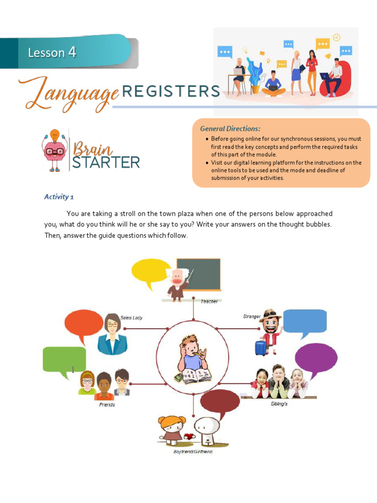 Module 2 Lesson 4 Language Registers | PDF | Slang | Speech