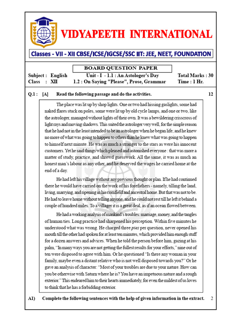 12th Q.P English | PDF | Poetry | Natural Disasters