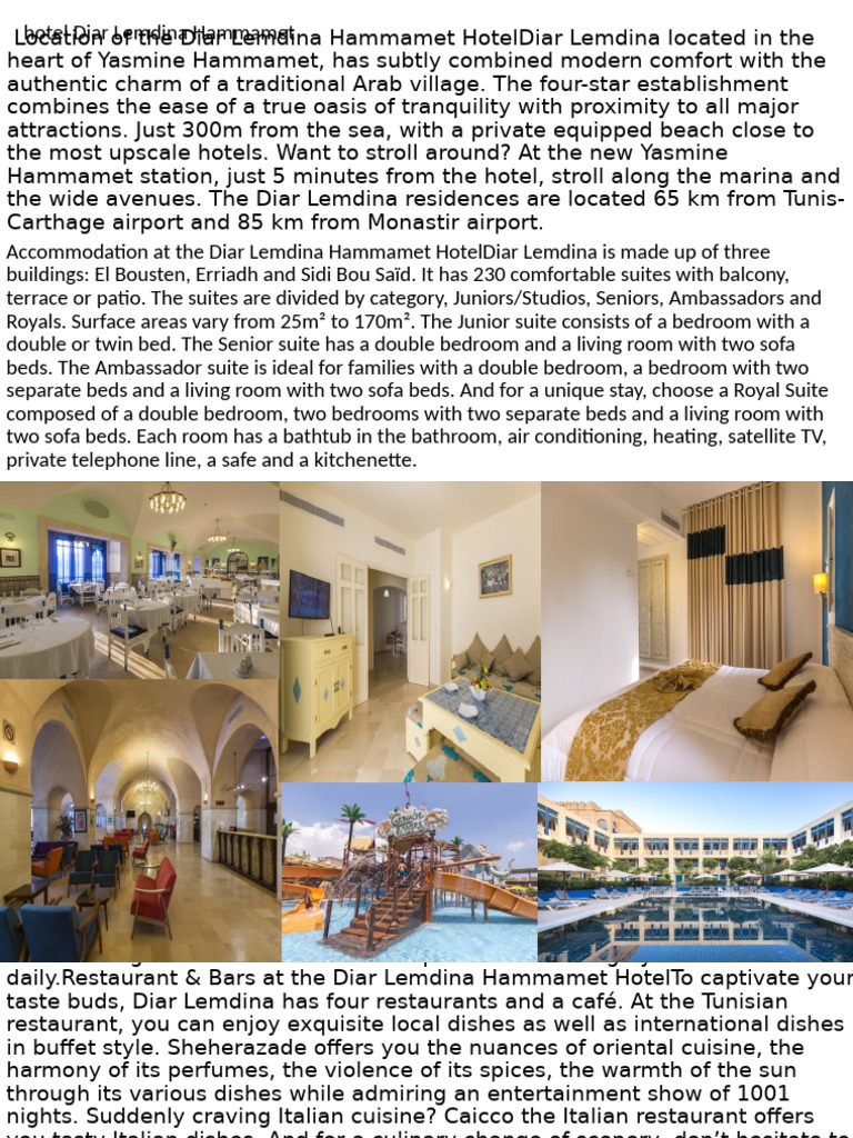 Diar Lemdina Hammamet Hotel Overview | PDF | Home | Foods