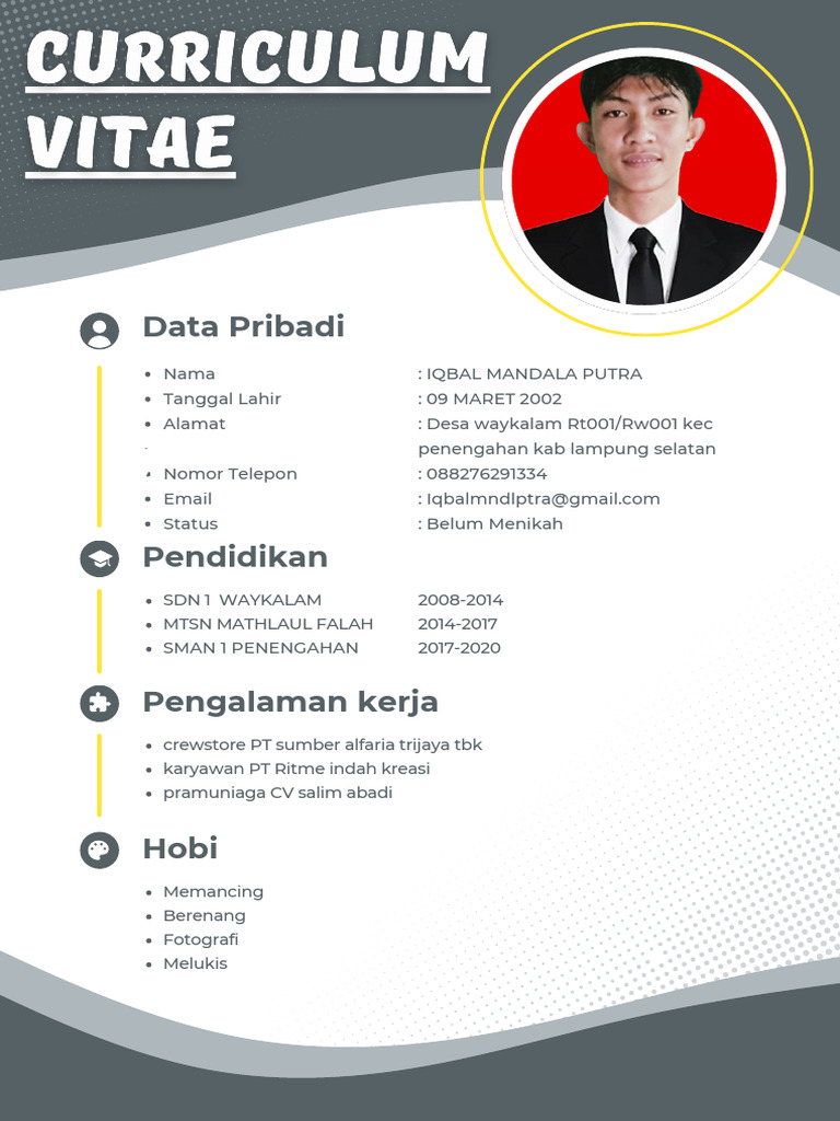 Putih Dan Abu-Abu Minimalis Modern Daftar Riwayat Hidup A4 - 20240808 ...