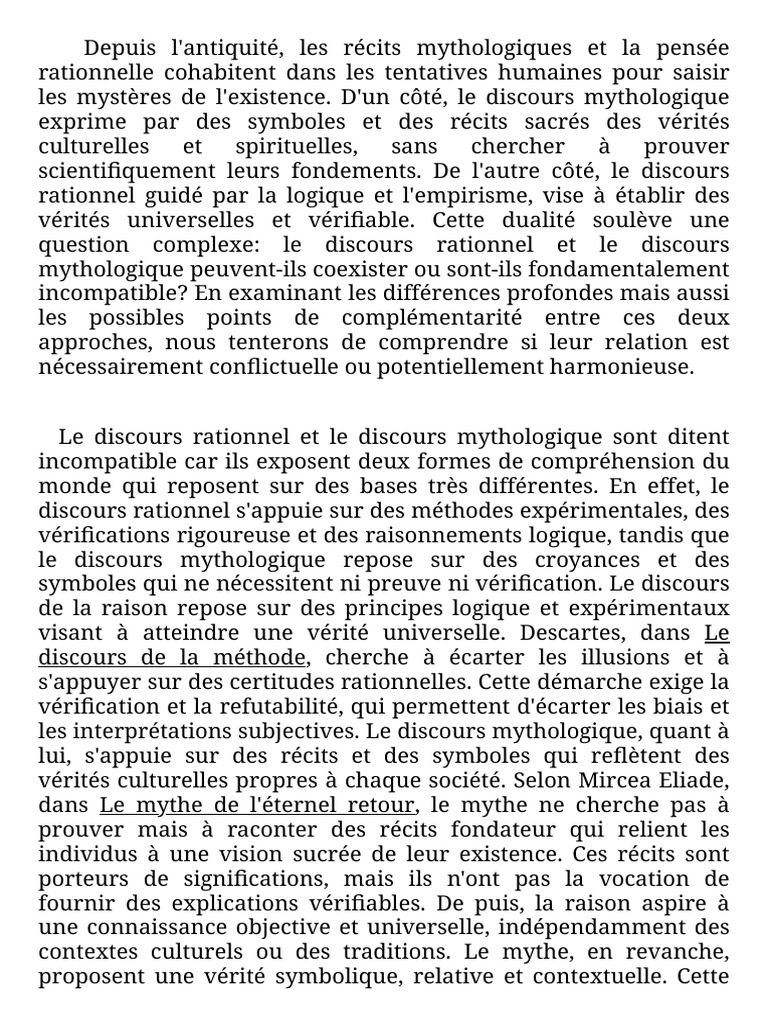 Coexistence du discours rationnel et mythologique | PDF | Science | Vérité