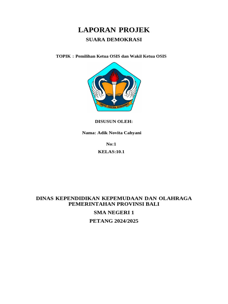 Format Laporan Projek P5 Novita Cahyani - X.1 - Kelompok 1 | PDF | Ilmu ...