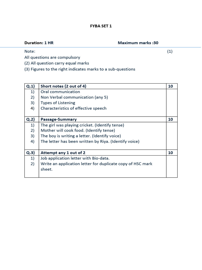 Fyba Set 1 | PDF