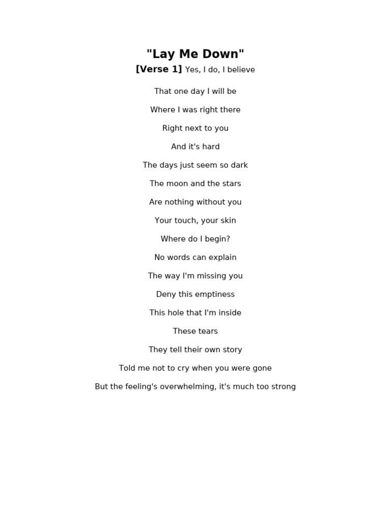 Lay Me Down | PDF | Art | Poetry
