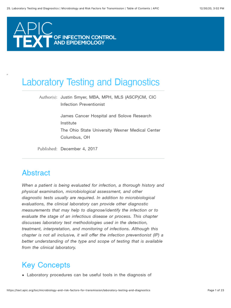 Laboratory Testing and Diagnostics - Microbiology and Risk Factors For ...