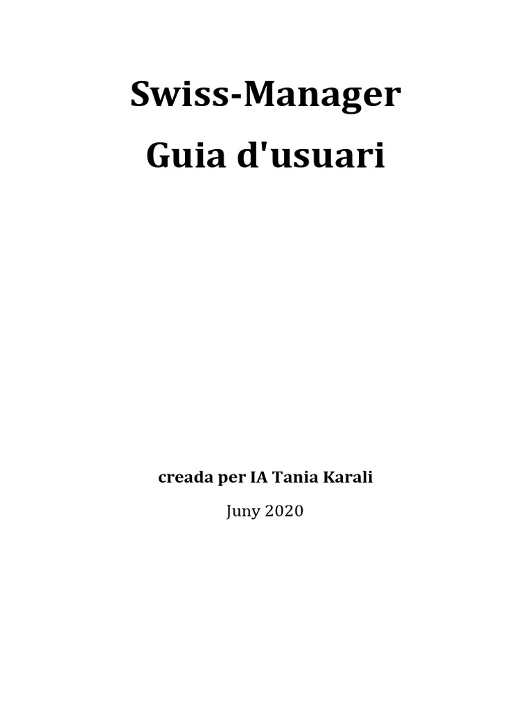 Swiss Manager User Guide CAT | PDF