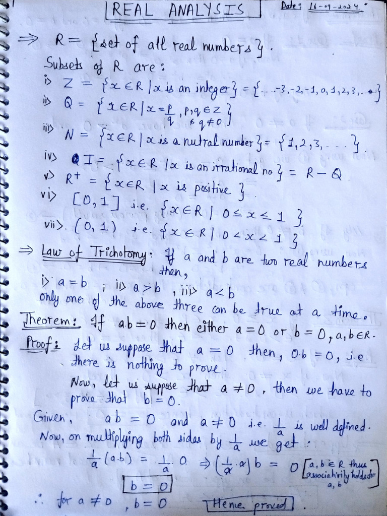 Real Analysis: Law of Trichotomy | PDF