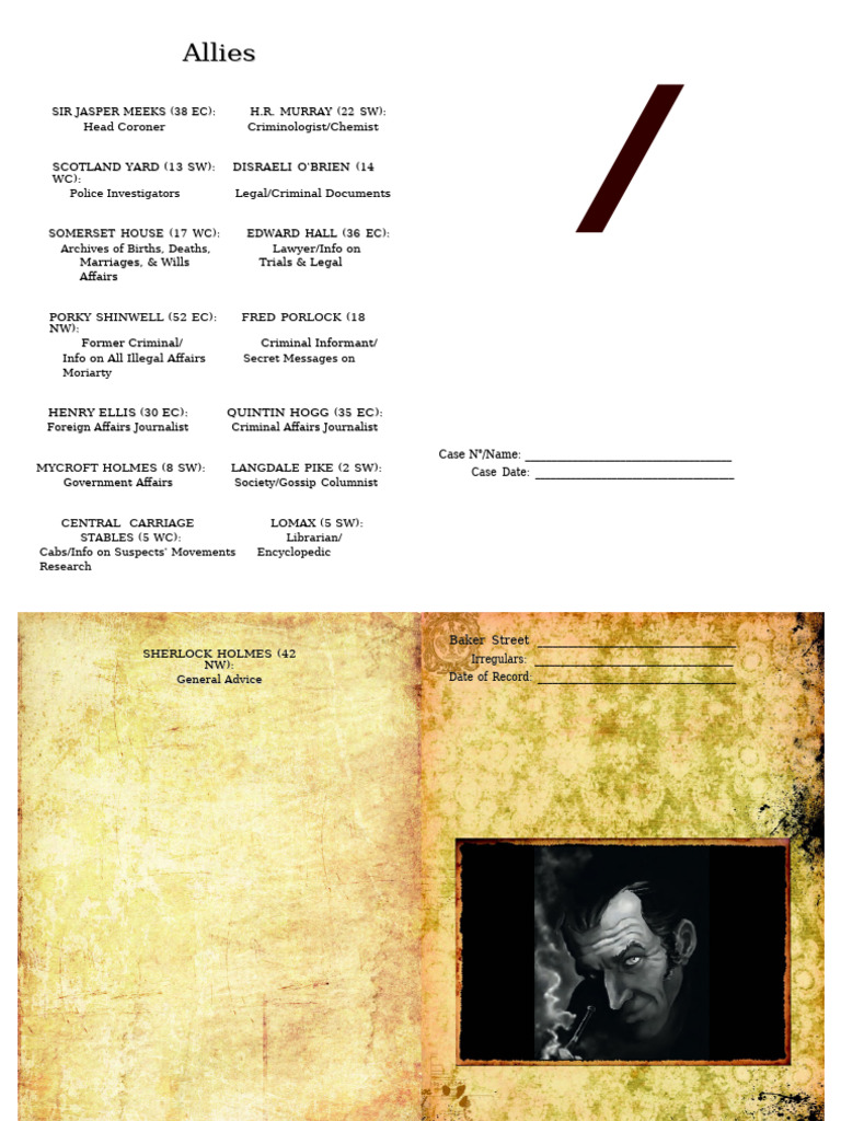 Case - Notes - Booklet - v1.2 - A4 | PDF | Minor Sherlock Holmes ...