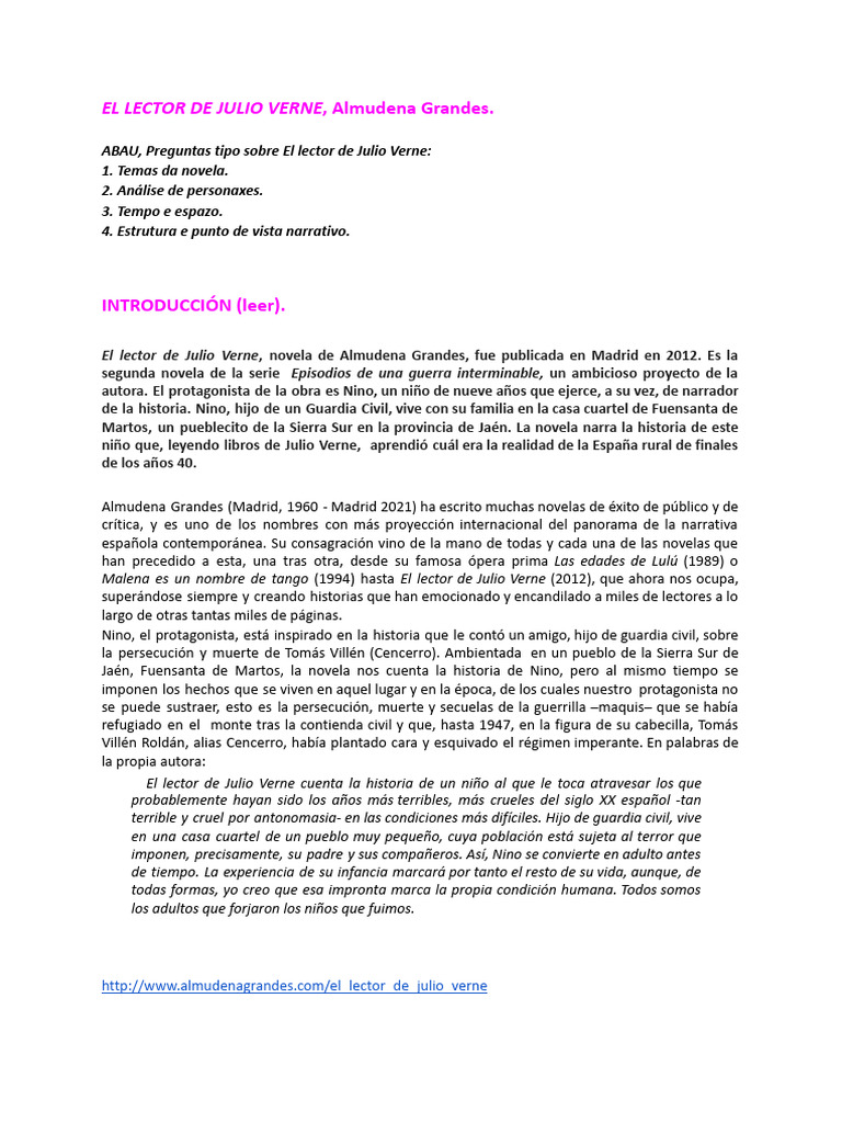 EL LECTOR DE JULIO VERNE, Almudena Grandes | PDF | Francisco franco ...