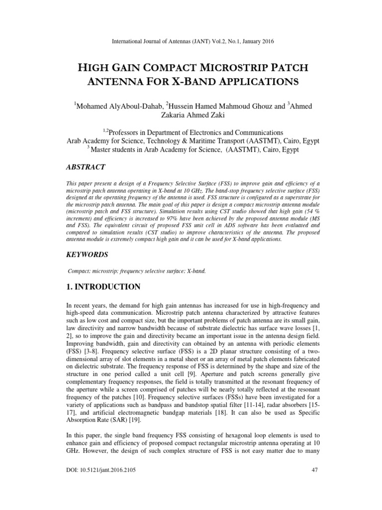 High Gain X-Band Microstrip Antenna | PDF | Antenna (Radio ...