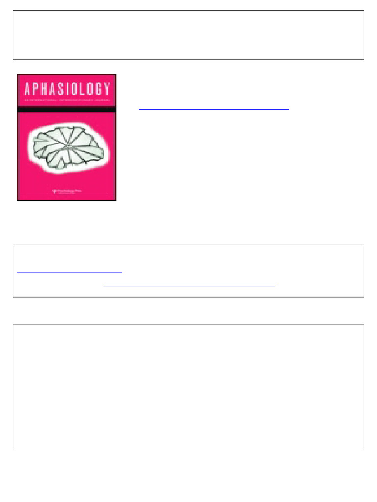 Aphasiology: To Cite This Article: Edwin M-L. Yiu & Linda E. Worrall ...