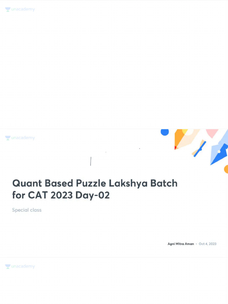 Quant Based Puzzle Lakshya Batch For CAT 2023 Day02 With Anno | PDF