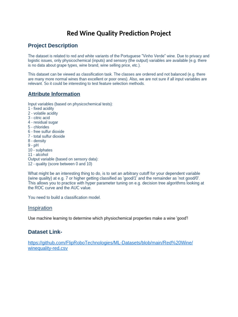 Red Wine Quality Prediction Model | PDF | Body Mass Index | Receiver Operating Characteristic