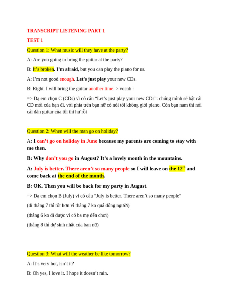 Transcript Listening Part 1 | PDF | Home & Garden | Art