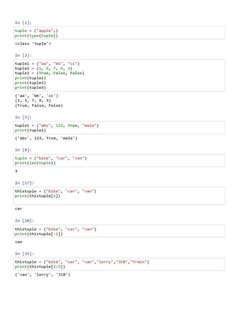 Tuples - Jupyter Notebook | PDF | Teaching Methods & Materials