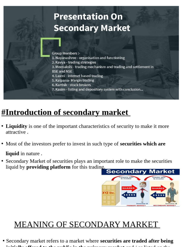Characteristics of the Secondary Market | PDF | Margin (Finance) | Stocks