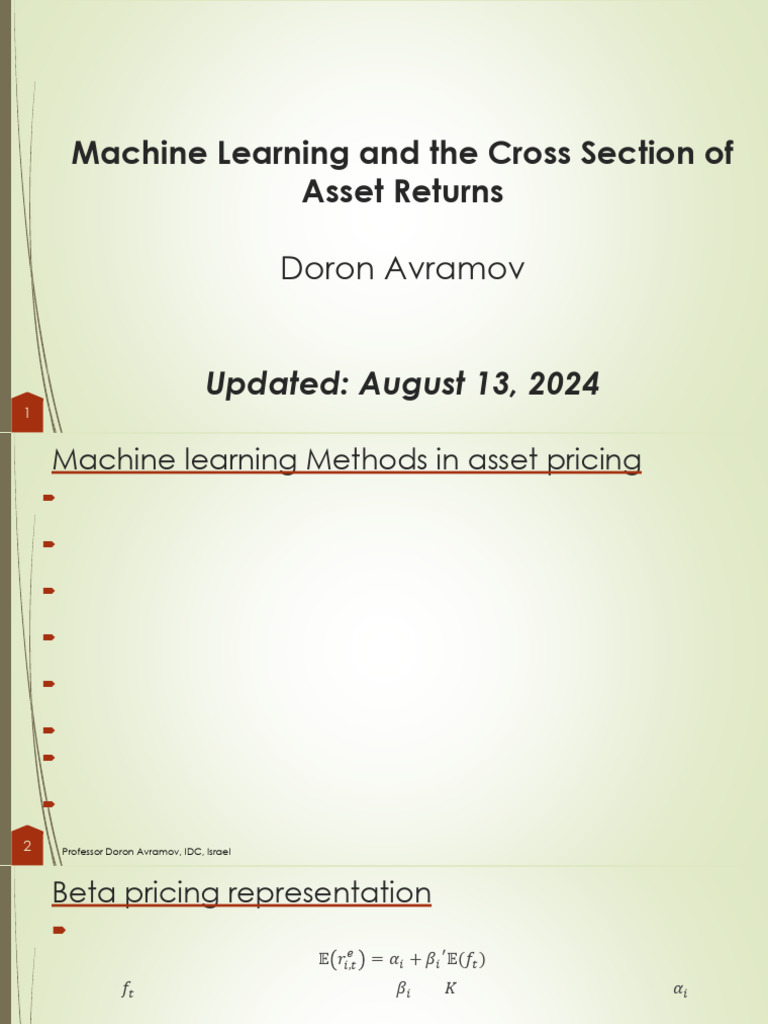 Machine Learning and The Cross Section of Asset Returns | PDF | Ordinary Least Squares | Estimator