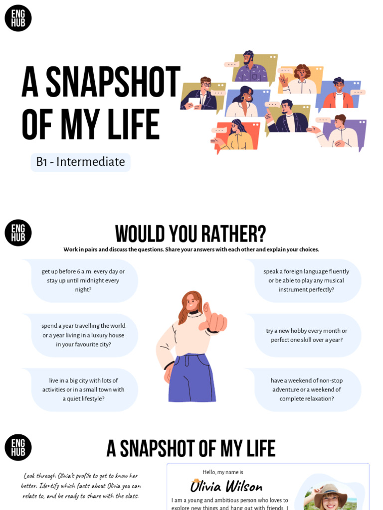 B1 - A Snapshot of My Life - First Lesson SV | PDF | Linguistics | Grammar