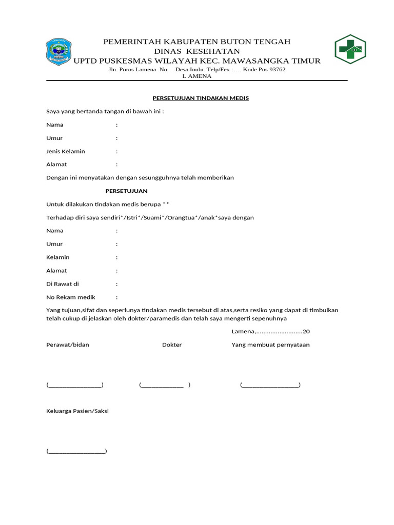 Persetujuan Tindakan Medis | PDF
