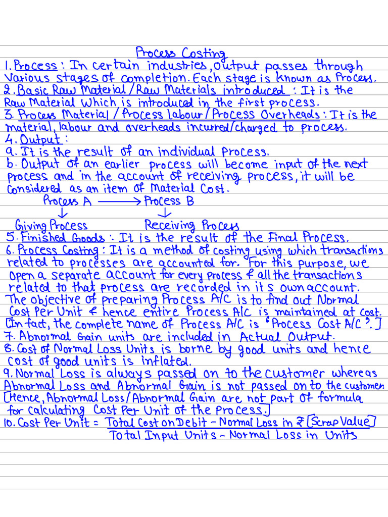 Process Costing Notes M23 | PDF | Cost | Debits And Credits