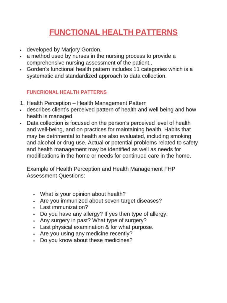 Functional Health Patterns | PDF | Foods | Allergy