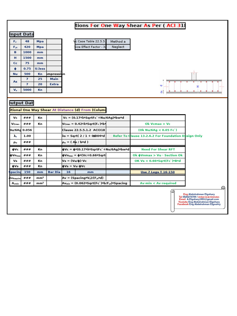 One Way Shear Calculations ACI 318-19M | PDF | Applied Mathematics