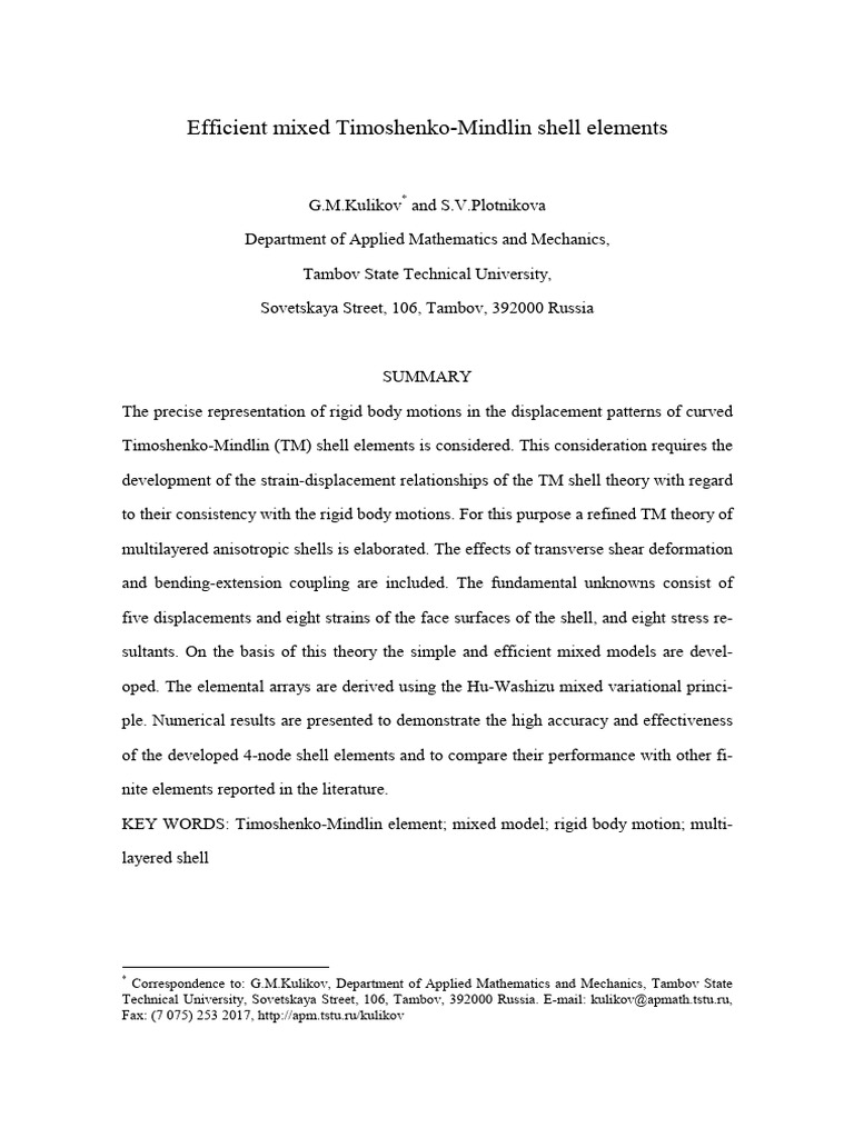 Mixed T-M Shell Elements | PDF | Matrix (Mathematics) | Mathematical ...