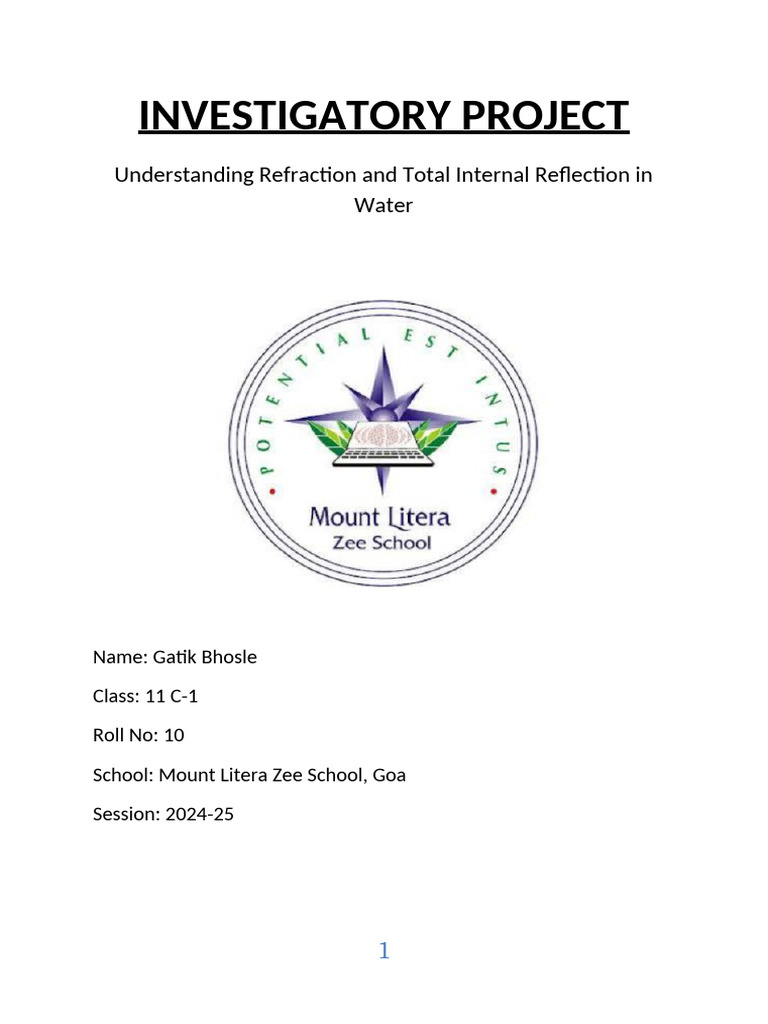 PHYSICS PROJECT-,Aditya | PDF | Refraction | Refractive Index