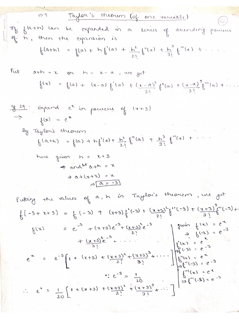 Topic 3 Taylor's Theorem (For 1 and 2 Variables) (Unit 3) | PDF